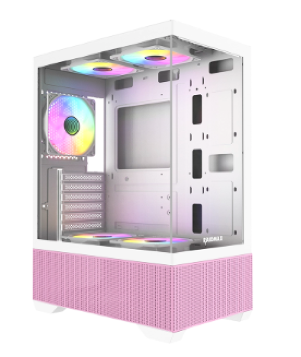 KUCISTE RAIDMAX INFINITA I802 AIR/GLASS/5X 120MM RGB/PINK/I802APKS