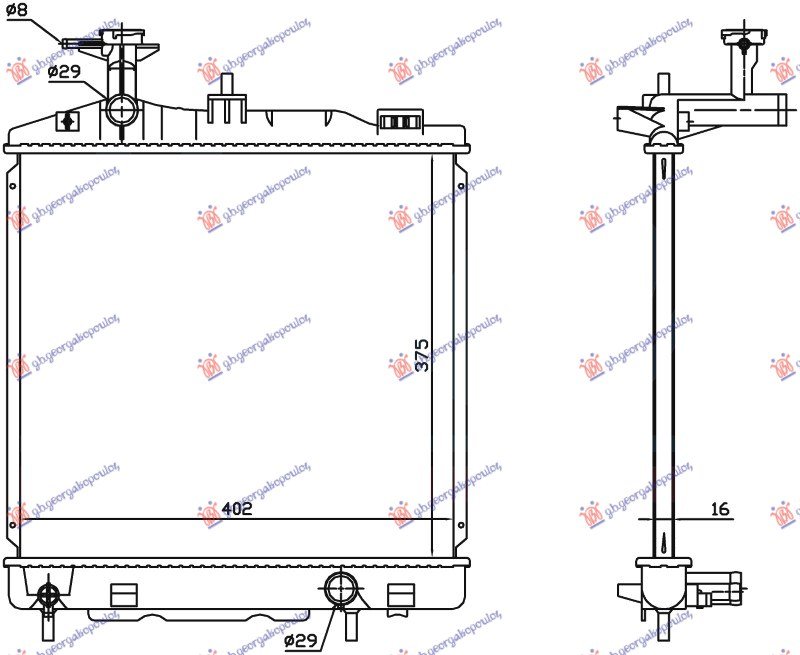 HLADNJAK MOTORA 1.0/1.2 BENZIN (MAN) (375x395x16) (KOYO)