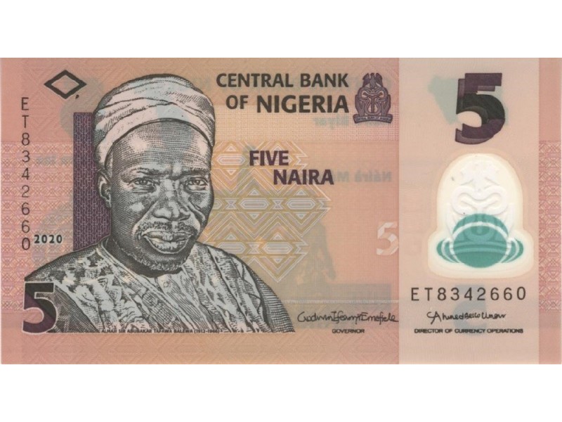** NIGERIJA - 5 NAIRA 2020. ** - U N C, POLIMER
