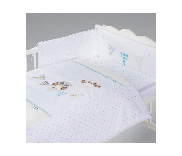 POSTELJINA ZA BEBE SET 5 DELOVA NIGHT BIRDS BLUE