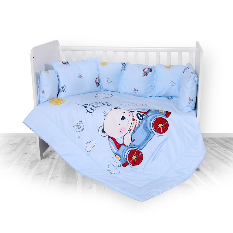 LORELLI POSTELJINA ZA BEBE SET LILY - BEAR & CAR BLUE