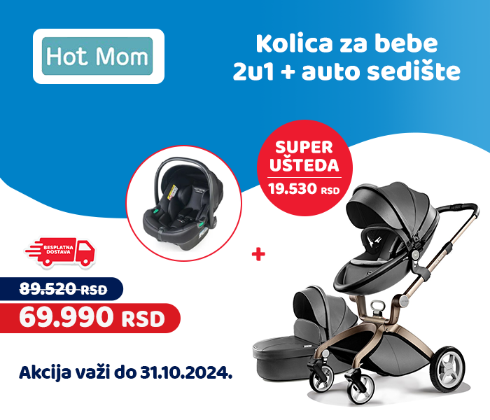 HOT MOM KOLICA ZA BEBE 3u1 (F22) - (sportsko sediste+korpa+auto sediste)