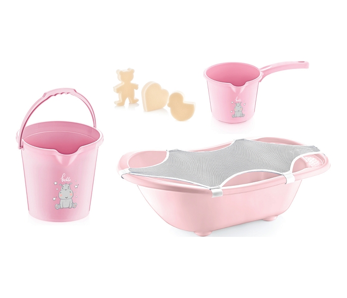 BABYJEM SET ZA KUPANJE 5 DELOVA PINK (kadica, podloga, sundjer, bokal, kofica)