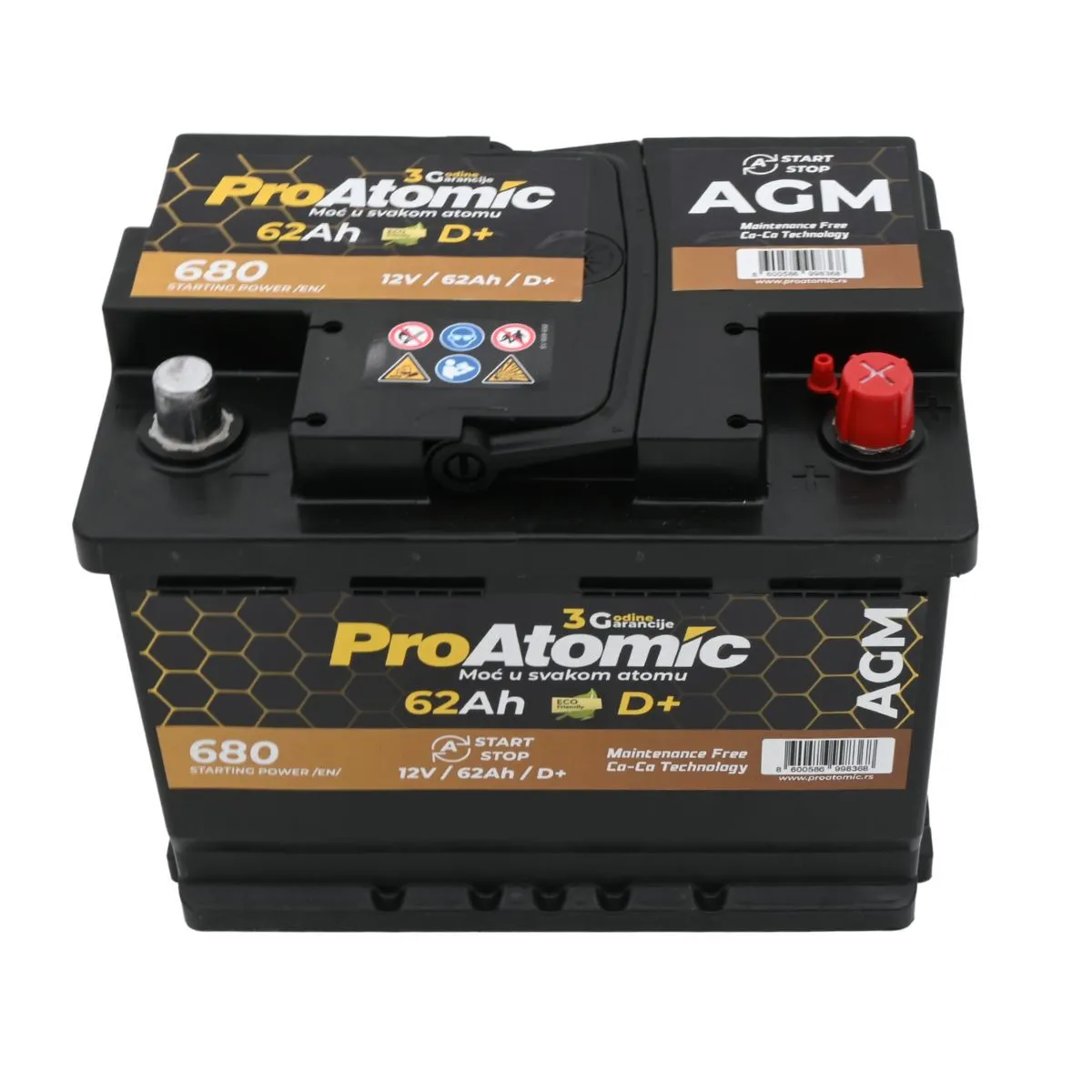AKUM PROATOMIC AGM START STOP 12V62AH D+