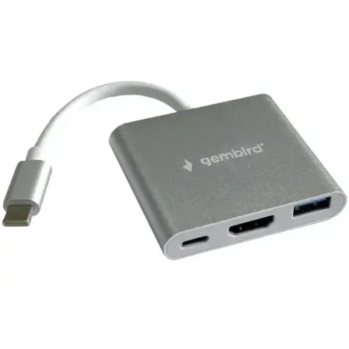 ADAPTER KONVERTER TIP C-HDMI/USB 3.0/PD ALUMINIUM GEMBIRD A-CM-HDMIF-02-SG