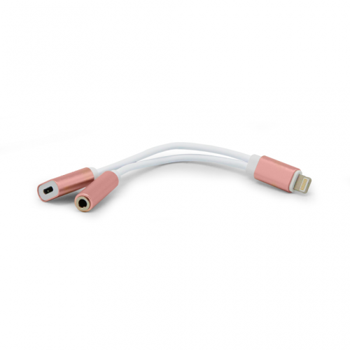 IPHONE LIGHTNING ADAPTER ZA SLUSALICE I PUNJENJE ROZE