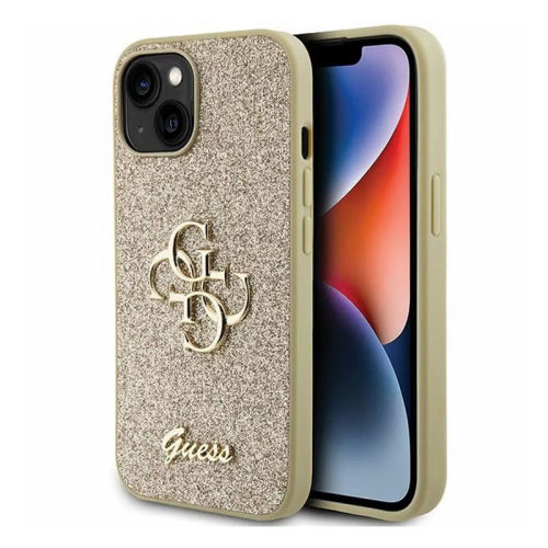 TORBICA GUESS HC FIXED GLITTER 4G BIG METAL LOGO ZA IPHONE 15 6.1 ZLATNA (GUHCP15SHG4SGD)