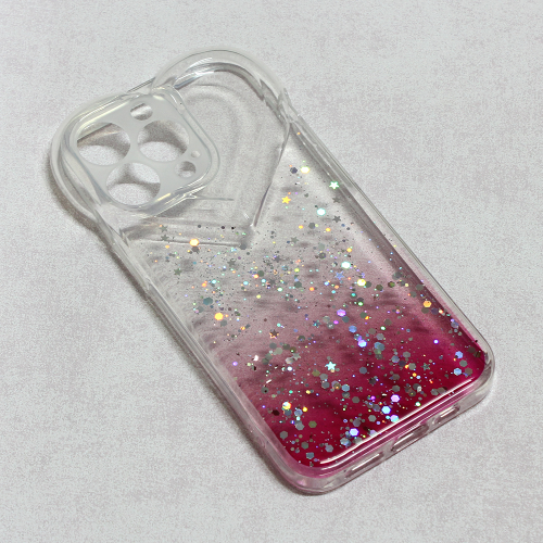 TORBICA HEART GLITTER ZA IPHONE 13 PRO 6.1 PINK
