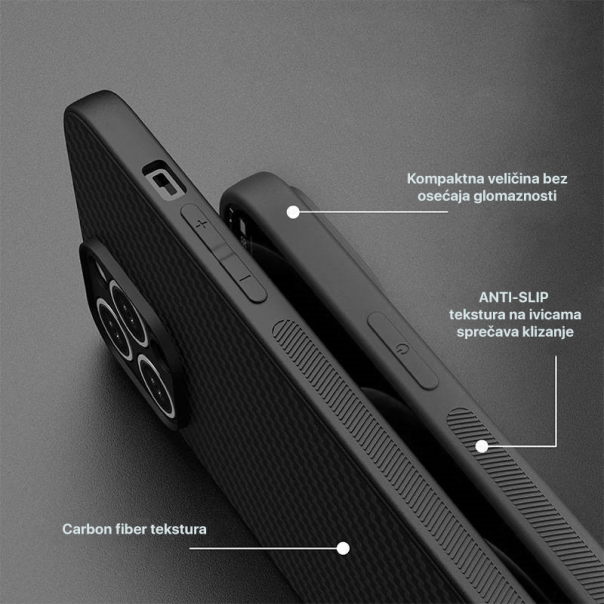 Maska za iPhone 17 Pro Carbon fiber crna