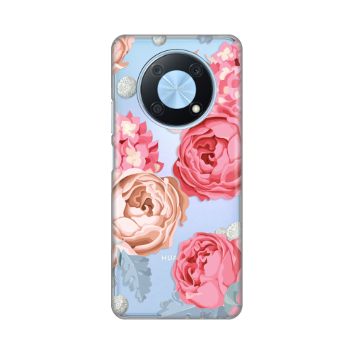 TORBICA SILIKONSKA PRINT SKIN ZA HUAWEI NOVA Y90 PINK FLOWER
