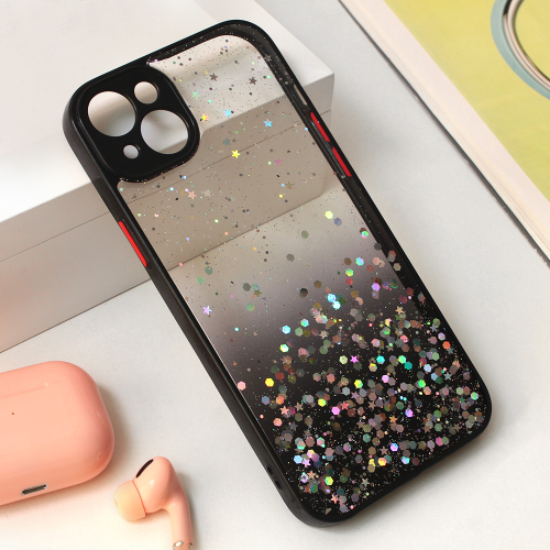 TORBICA FRAME GLITTER ZA IPHONE 15 PLUS 6.7 CRNA