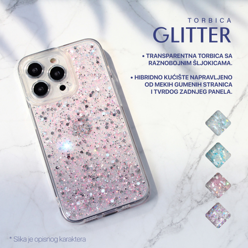 TORBICA GLITTER ZA IPHONE 15 PRO MAX 6.7 ROZE