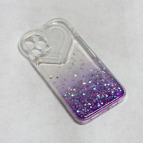 TORBICA HEART GLITTER ZA IPHONE 13 6.1 LJUBICASTA