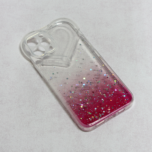 TORBICA HEART GLITTER ZA IPHONE 13 6.1 PINK