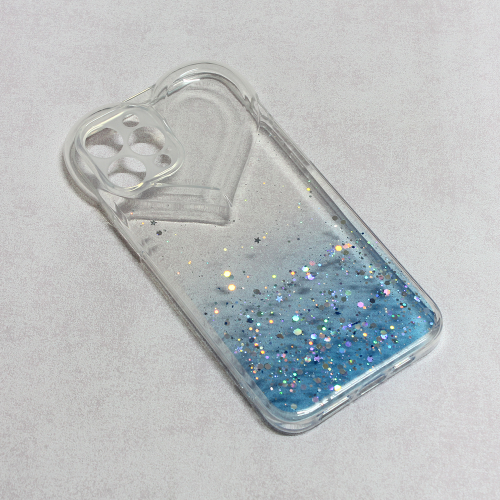 TORBICA HEART GLITTER ZA IPHONE 13 6.1 PLAVA
