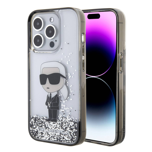 TORBICA KARL LAGERFELD LIQUID GLITTER IKONIK ZA IPHONE 15 PRO MAX 6.7 TRANSPARENT (KLHCP15XLKKNSK)