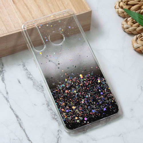 TORBICA SILIKONSKA GLITTER ZA HUAWEI P30 LITE CRNA