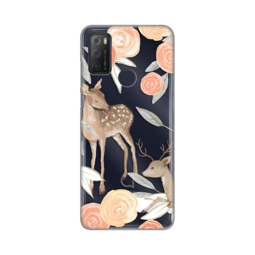TORBICA SILIKONSKA PRINT SKIN ZA ALCATEL 1S 2021/3L 2021/A1 ALPHA 21 FLOWER DEER
