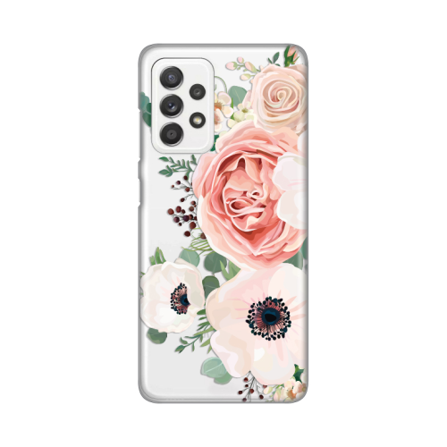 TORBICA SILIKONSKA PRINT SKIN ZA SAMSUNG A525F/A526B/A528B GALAXY A52 4G/A52 5G/A52S 5G LUXURY PINK FLOWERS
