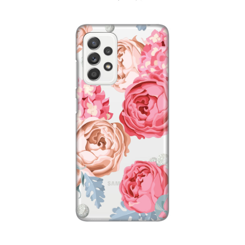 TORBICA SILIKONSKA PRINT SKIN ZA SAMSUNG A525F/A526B/A528B GALAXY A52 4G/A52 5G/A52S 5G PINK FLOWERS