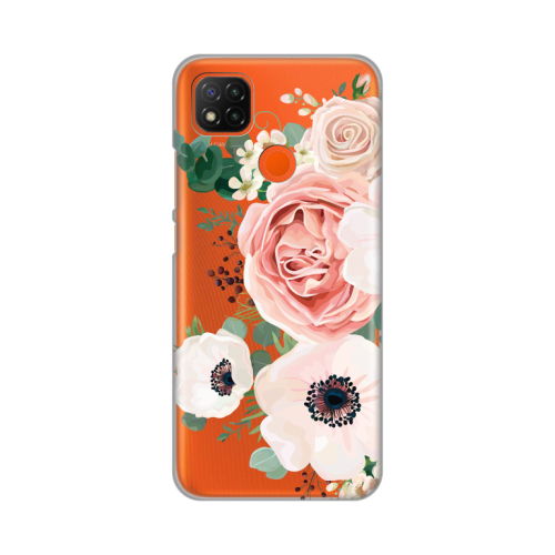 TORBICA SILIKONSKA PRINT SKIN ZA XIAOMI REDMI 9C/10A LUXURY PINK FLOWERS