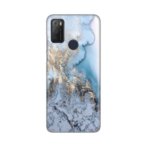 TORBICA SILIKONSKA PRINT ZA ALCATEL 1S 2021/3L 2021/A1 ALPHA 21 BLUE GOLD MARBLE