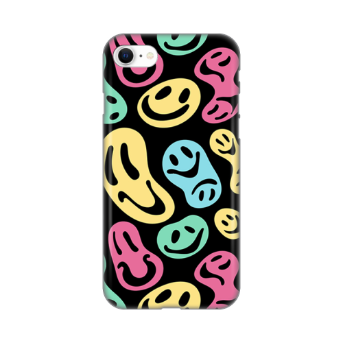 TORBICA SILIKONSKA PRINT ZA IPHONE 7/8/SE 2020/2022 BLACK COLOR SMILES