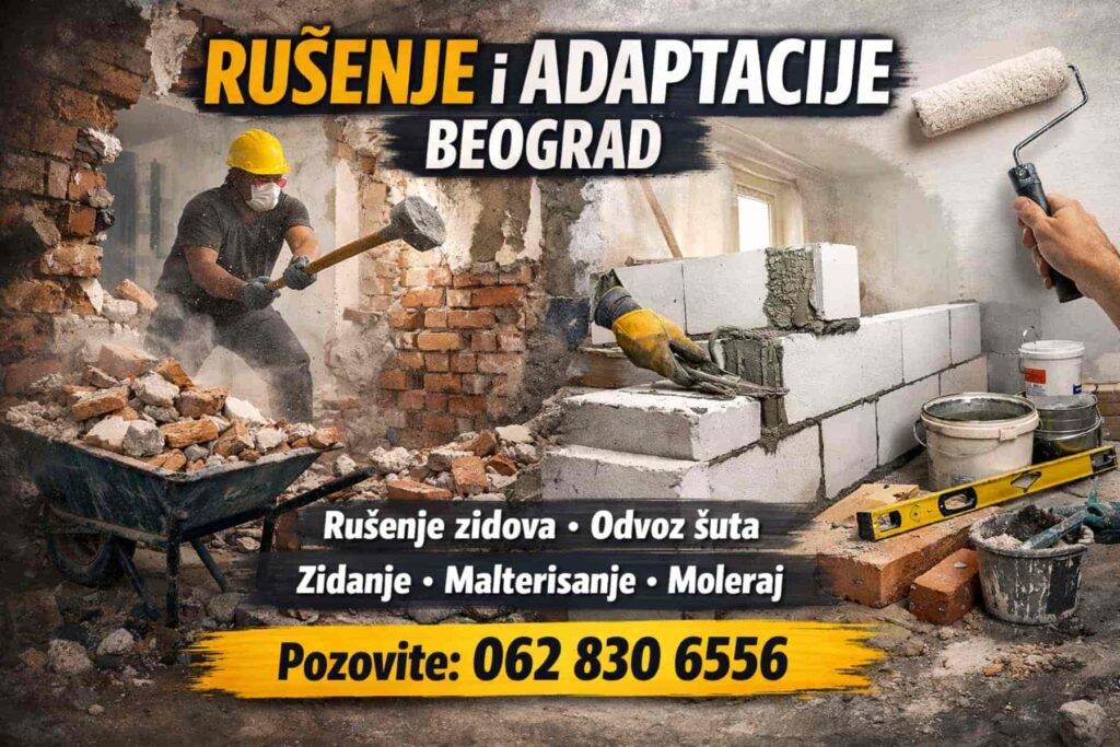 Rušenje zidova i kompletne adaptacije – Beograd, Srem i oko