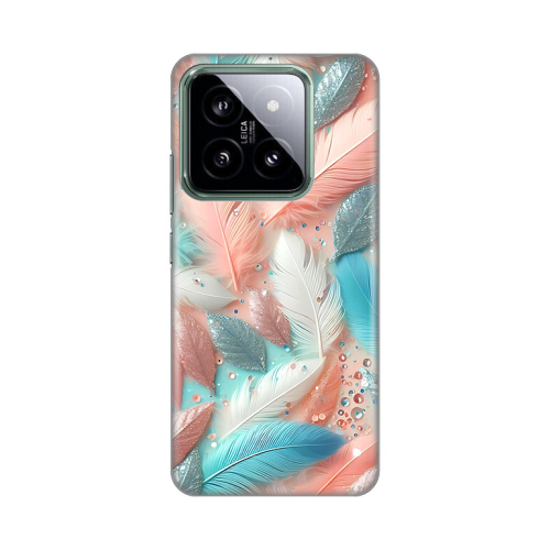 TORBICA SILIKONSKA PRINT ZA XIAOMI 14 PASTEL FEATHERS