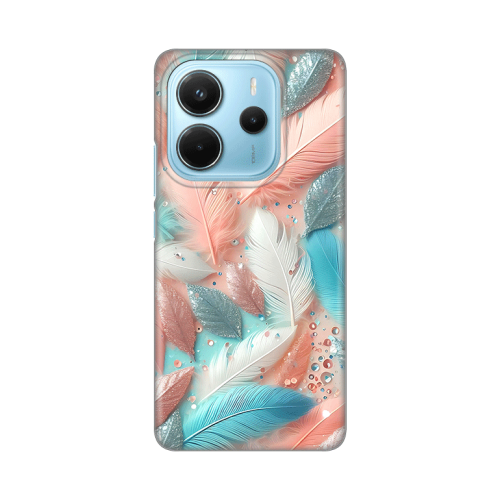 TORBICA SILIKONSKA PRINT ZA XIAOMI REDMI NOTE 14 4G (EU) PASTEL FEATHERS
