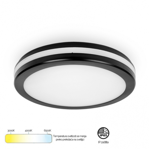 LED PLAFONJERA MONA-300-30W 3000/4000/6500K IP65 CRNA