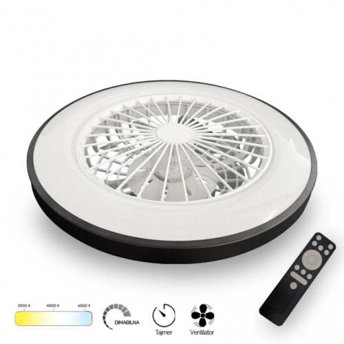 LED PLAFONJERA YL-FAN-02 48W 3000K/4000K/6500K CRNA DIMOBILNA