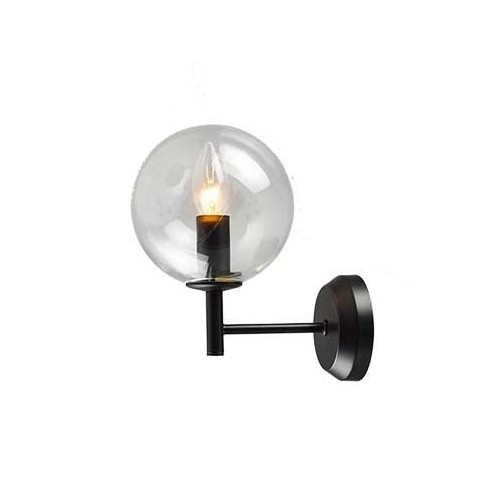 LUNA 100 ZIDNA LAMPA 1*E14 BLACK/CLEAR GLASS