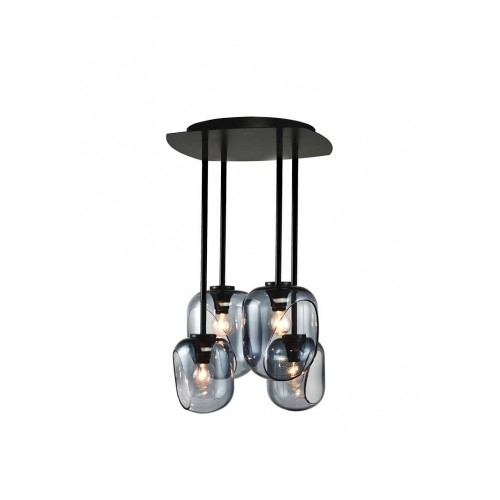 LUNA 104 LUSTER 4*E14 BLACK/SMOKED GLASS