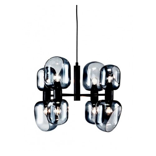 LUNA 105 LUSTER 8*E14 BLACK/SMOKED GLASS