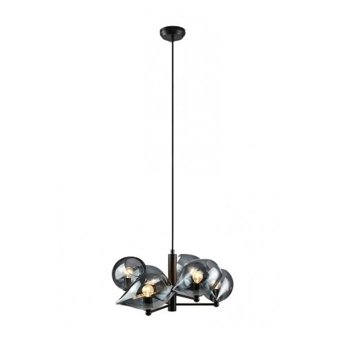 LUNA 115 LUSTER 6*E14 BLACK/SMOKED GLASS