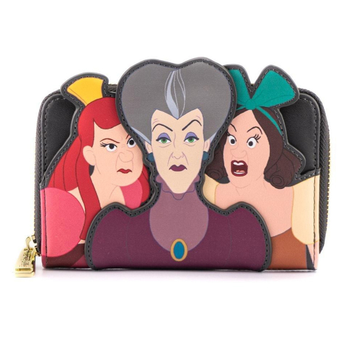 DISNEY VILLAINS SCENE EVIL STEPMOTHER AAND STEP SISTERS ZIP AROUND WALLET