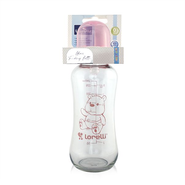 LORELLI STAKLENA FLASICA 240ml (0m+) - BLUSH PINK