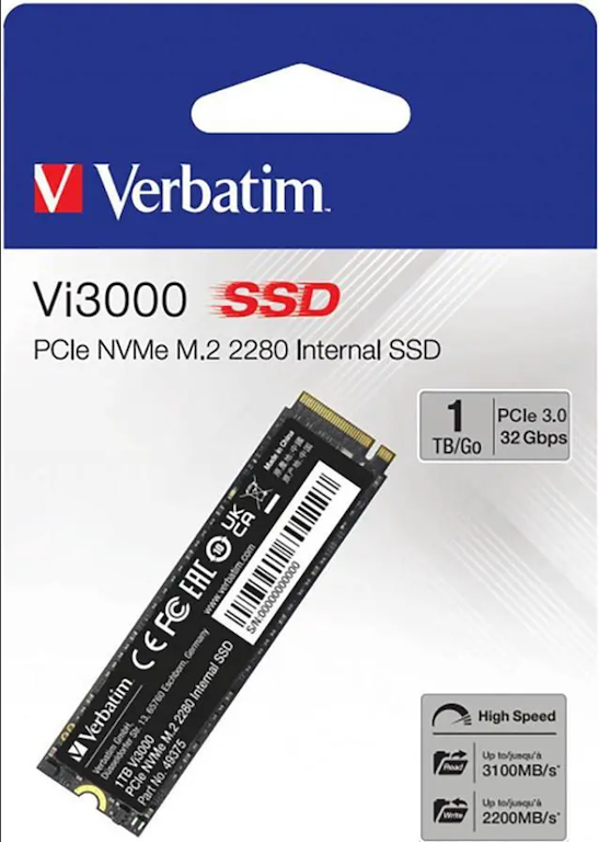 SSD M.2 NVMe Verbatim 1TB Vi3000 3100MBs/2200MBsID EK000821811