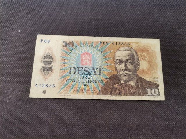 CZECHOSLOVAKIA 10 KORUN 1986