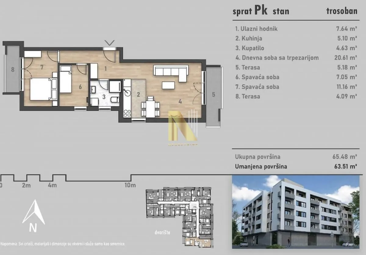 Prodaja, trosoban stan, 65m², Salajka, Novi Sad Sve Podlokacije