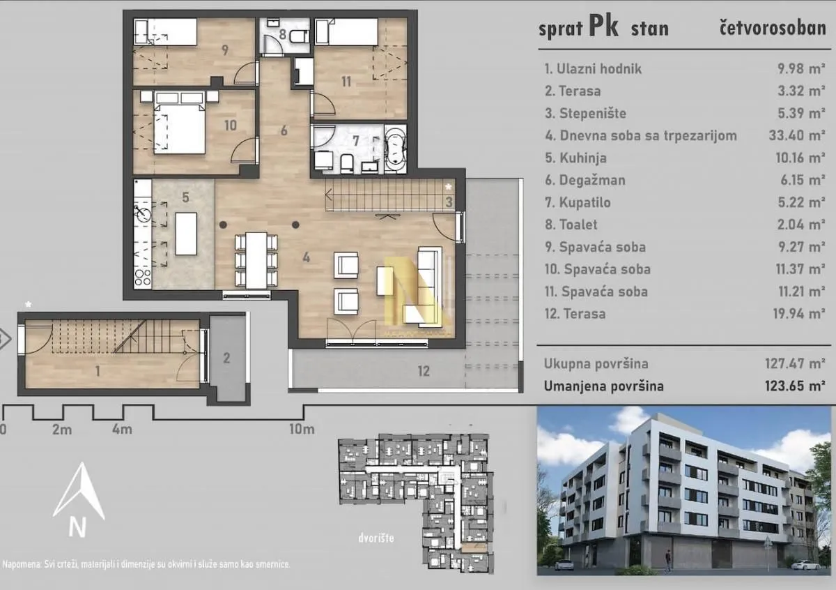 Prodaja, četvorosoban stan, 127m², Salajka, Novi Sad Sve Podlokacije