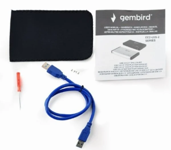 EE2-U3S-2 Gembird USB 3.0 Externo kuciste za 2.5 SATA hard diskove, aluminium, crni A