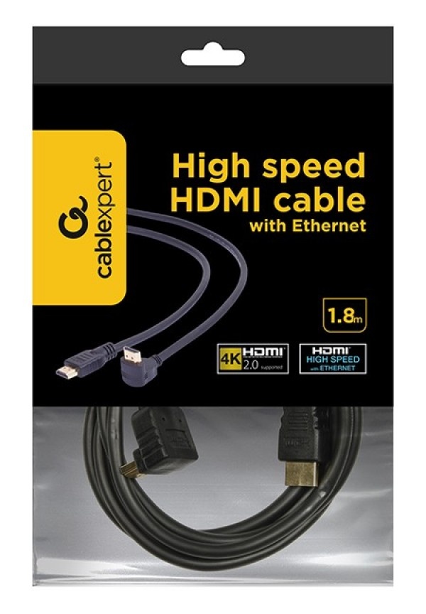 CC-HDMI490-6 Gembird HDMI kabl 4K UHD, Ethernet, konektor pod uglom 90 stepeni 1,8m