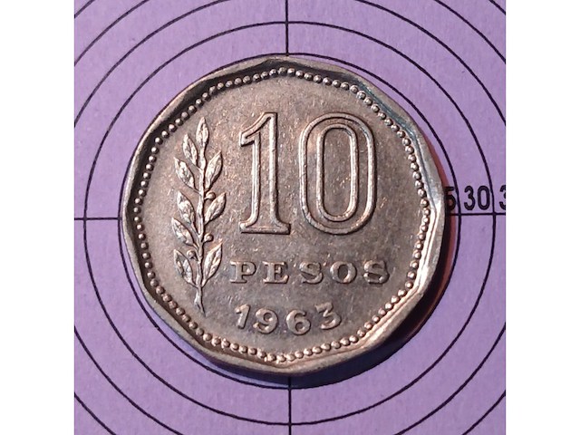 Argentina 10 pesos 1963g km60