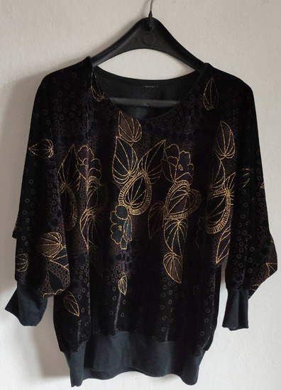 Glamurozna Black & Gold plišana bluza (S/M)