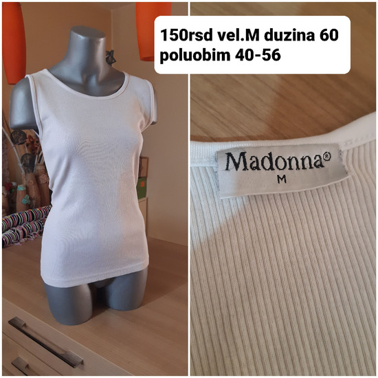 Ženska Bela Rebrasta Majica Madonna