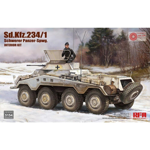 NEW! Rye Field Model RM-5154 Sd.Kfz. 234/1 Schwerer Panzer Spahwagen - Full Interior