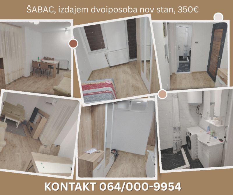 Šabac, izdajem nov dvoiposoban stan 60m