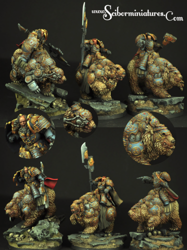Scibor Monstrous Miniatures 28SF0094 Celtic SF Bears Riders set 3